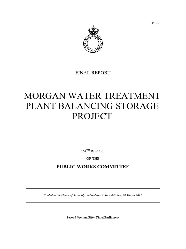 Morgan Water Treatment Plant Balancing Storage Project: Final Report ...