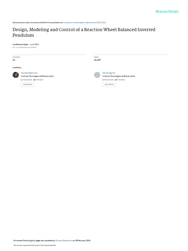 Design Modelingand Controlofa Reaction Wheel Balanced Inverted Pendulum ...