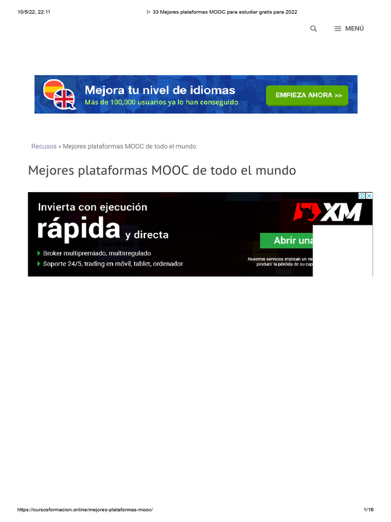 33 Mejores Plataformas MOOC para Estudiar Gratis para 2022 | Descargar gratis PDF | Curso ...