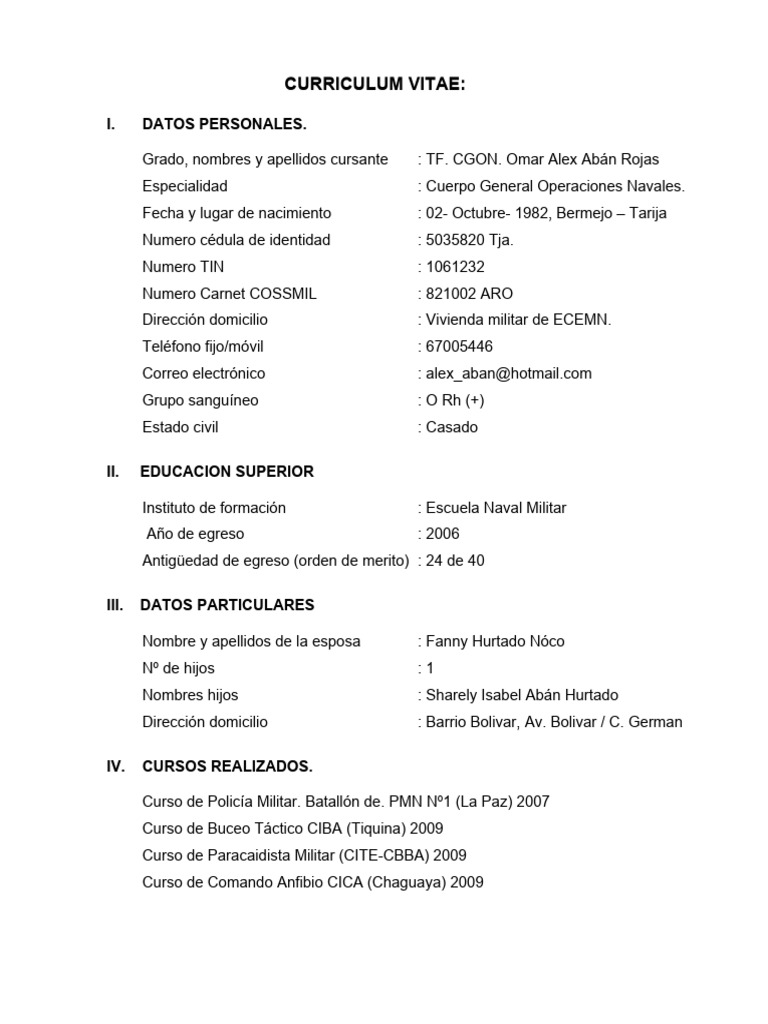 Curriculum Modelo | PDF | Militar
