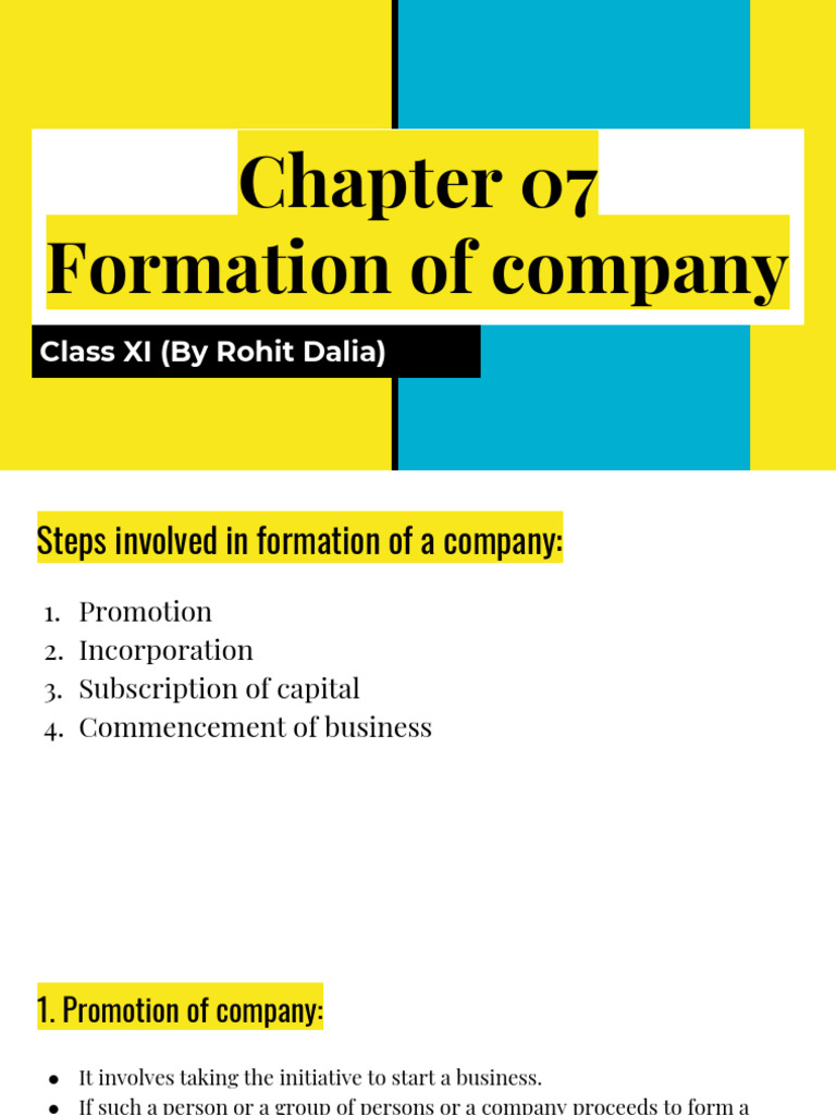 Chapter 07 Formation of Company Final Dudhd | PDF | Feasibility Study ...
