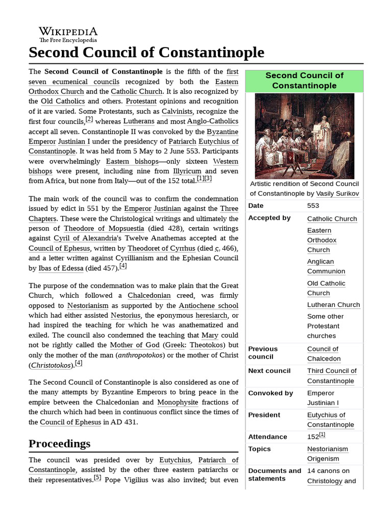 Second Council of Constantinople | PDF