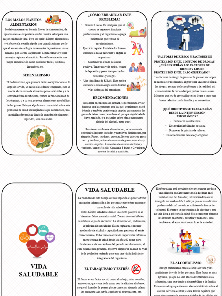Triptico de La Vida Saludable 3 | PDF | Alimentos | Nutrición