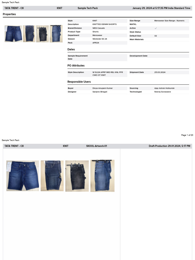 KNIT-Sample Tech Pack-En | PDF | Textiles | Clothing