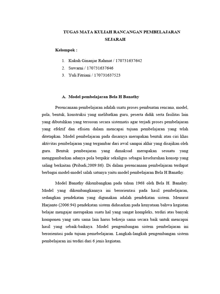 Model Pembelajaran Bela H Banathy | PDF | Karier & Perkembangan