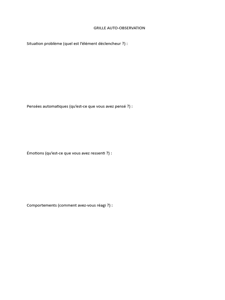 Grille d'Auto-Observation Psychologique | PDF