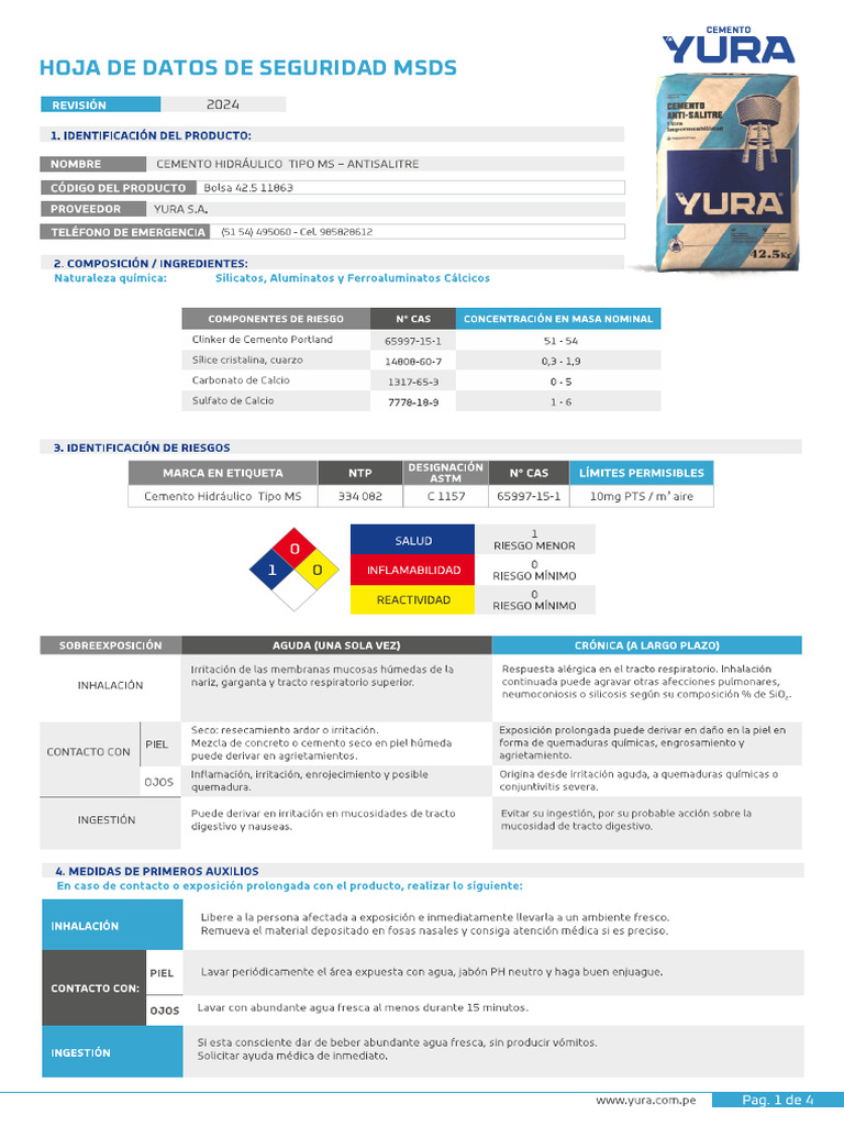 Ficha Msds Yura Hs | PDF