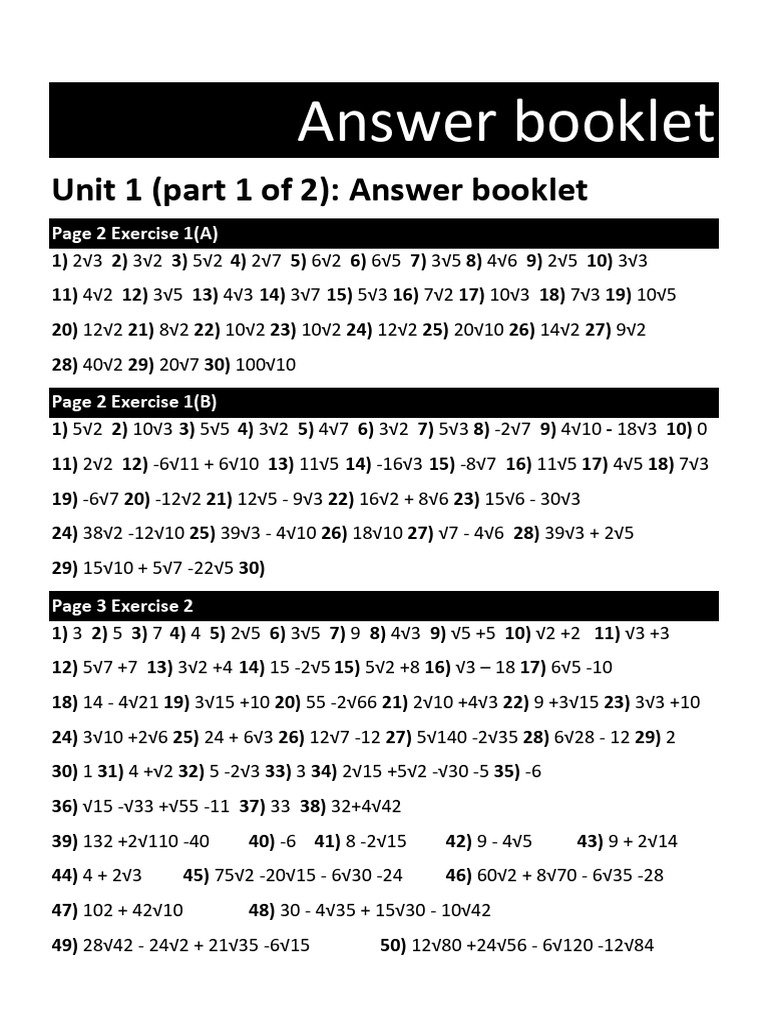 Part 1 of 1 Unit 1 Ans | PDF | Number Theory | Mathematics