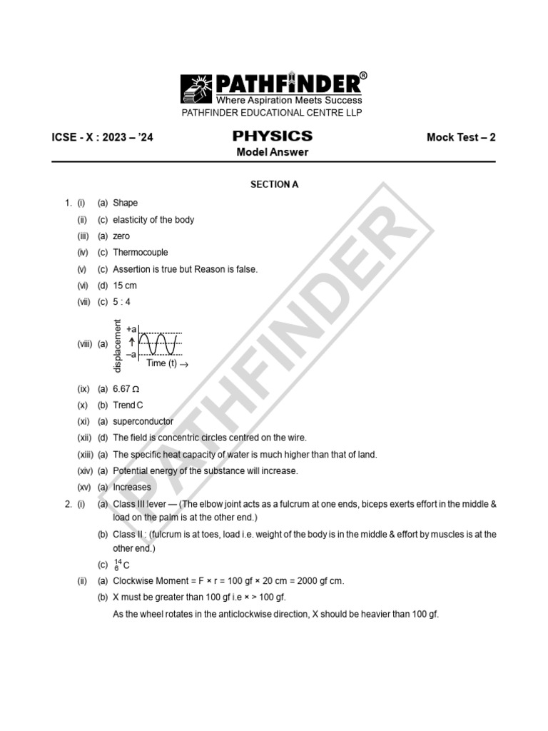 ICSE X MTP-2 Physics M.A. 23-24 | PDF | Refraction | Resonance