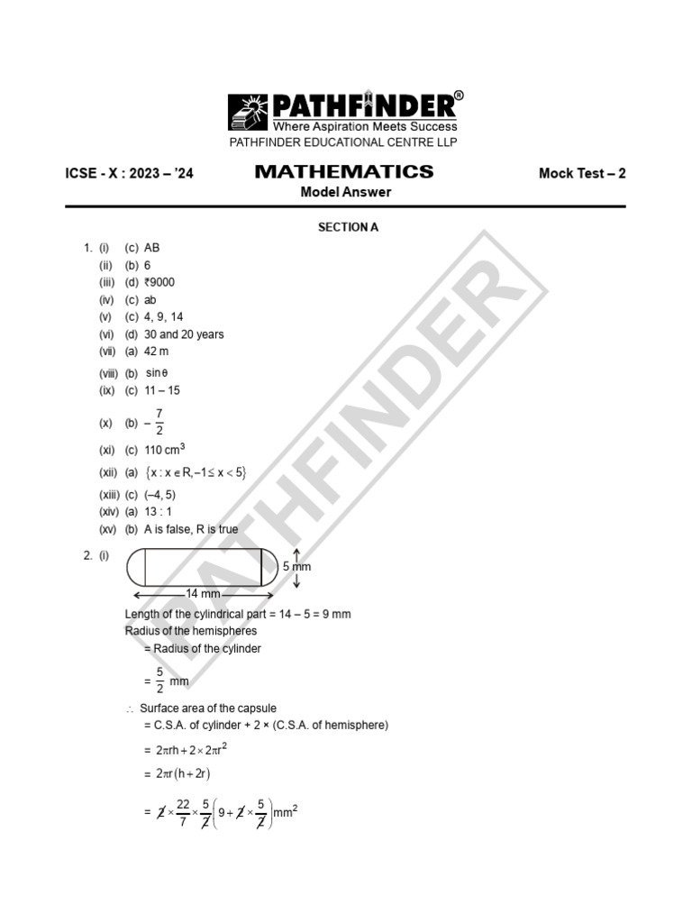 ICSE X MTP-2 Maths M.A. 23-24 | PDF | Circle | Classical Geometry
