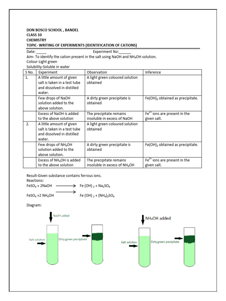 Class 10 Chem Project | PDF | Precipitation (Chemistry) | Salt (Chemistry)