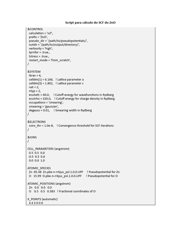 Script Quantum Espresso Pdf Materials Science Chemical Physics 