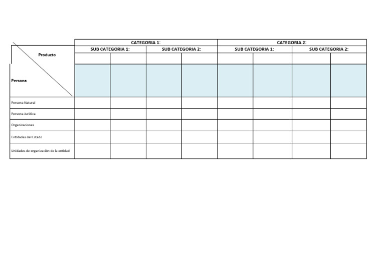 Cuadro Matriz - Persona, Producto. | PDF