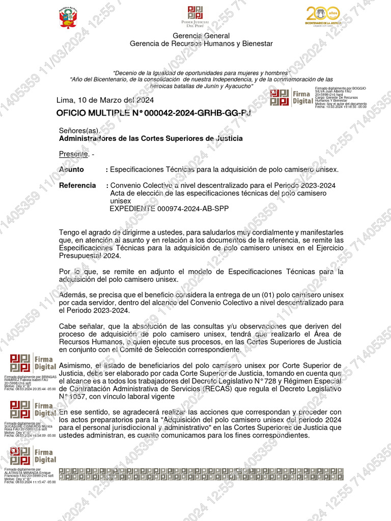 Oficio Multiple 000042 2024 Grhb Gg | PDF