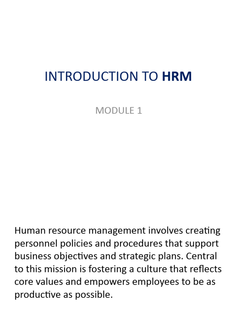 Human Resource Manangement Module 1 | PDF | Human Resource Management ...