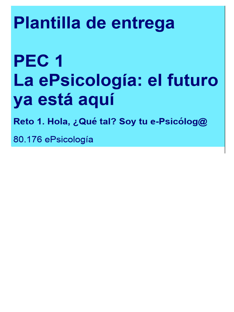 PEC1 ePSICOLOGIA NOTA A | PDF | Sicología | Diseño