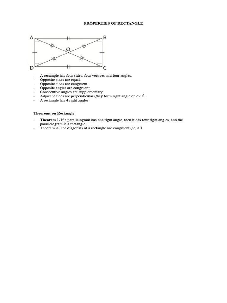 Properties of Rectangle | PDF | Rectangle | Classical Geometry