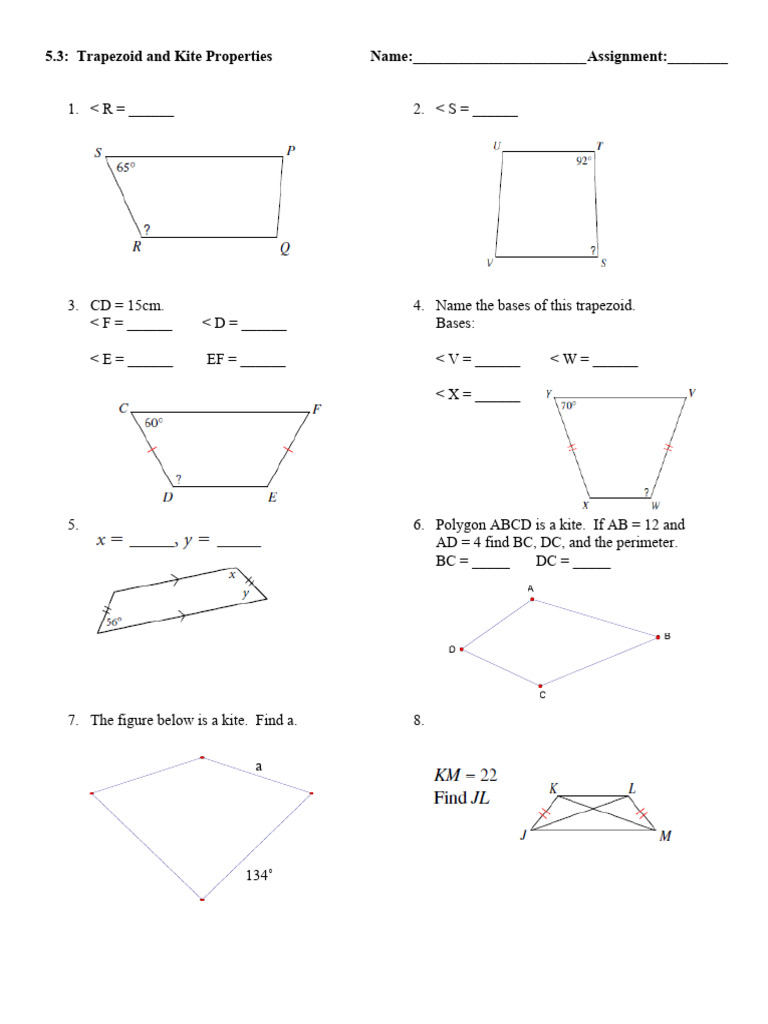 Week _ 4 Worksheet-Kites worksheet _ 2 | PDF