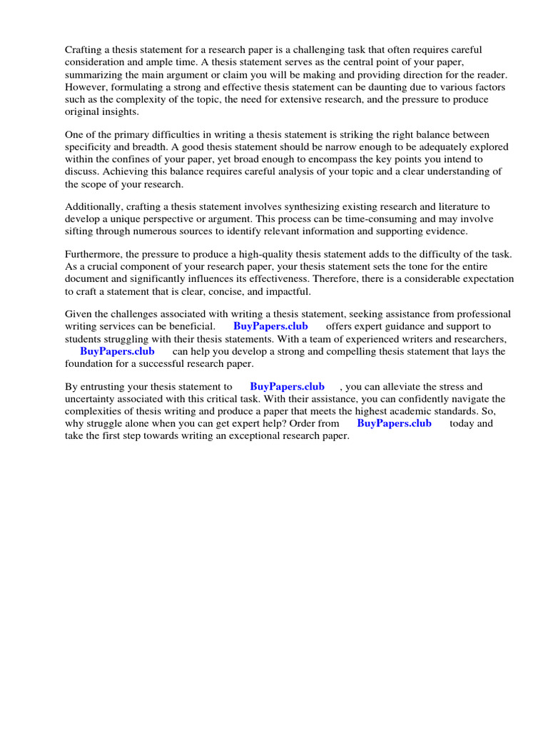 How To Write Good Thesis Statements For A Research Paper | PDF | Essays ...