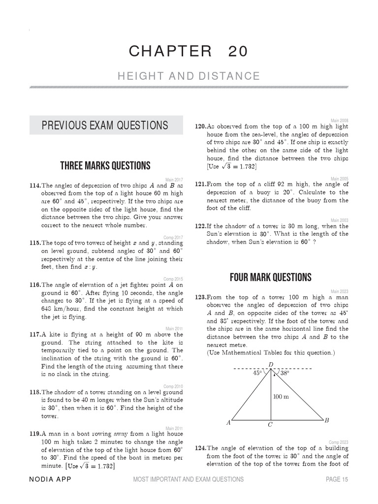Heights and Distance | PDF