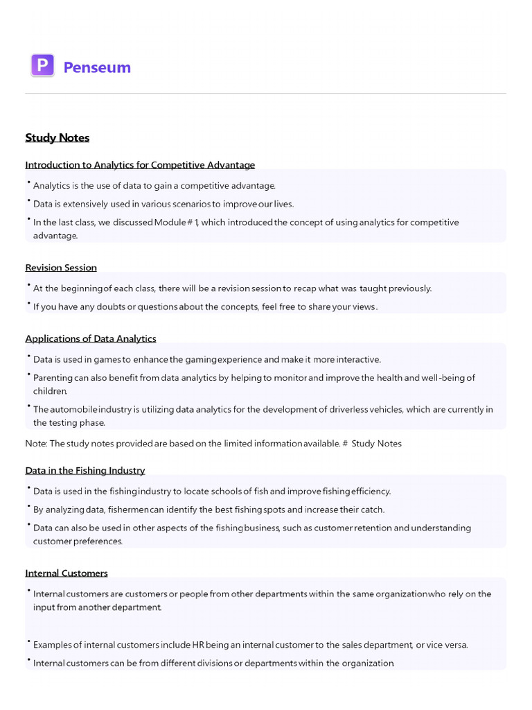 Using Analytics For Competitive Advantage | PDF