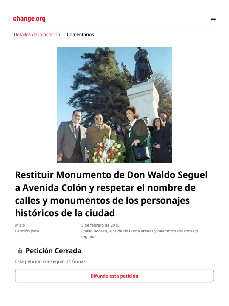 Restituir Monumento de Don Waldo Seguel A Avenida Colón y Respetar El ...