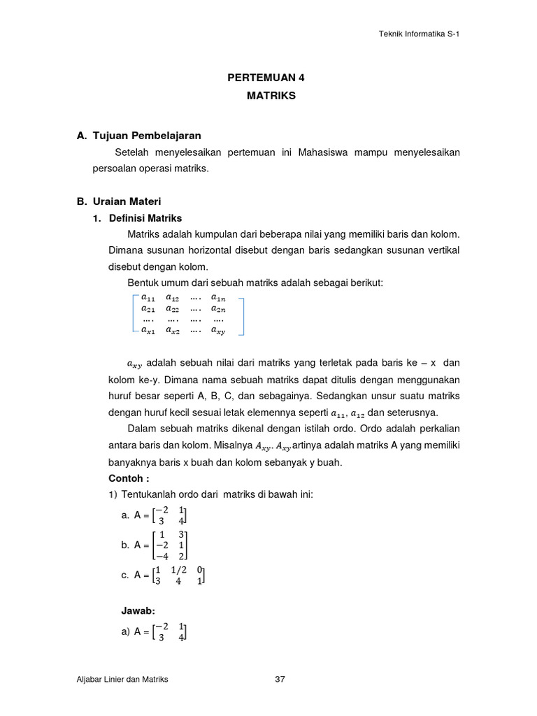Aljabar Linier Dan Matriks | PDF