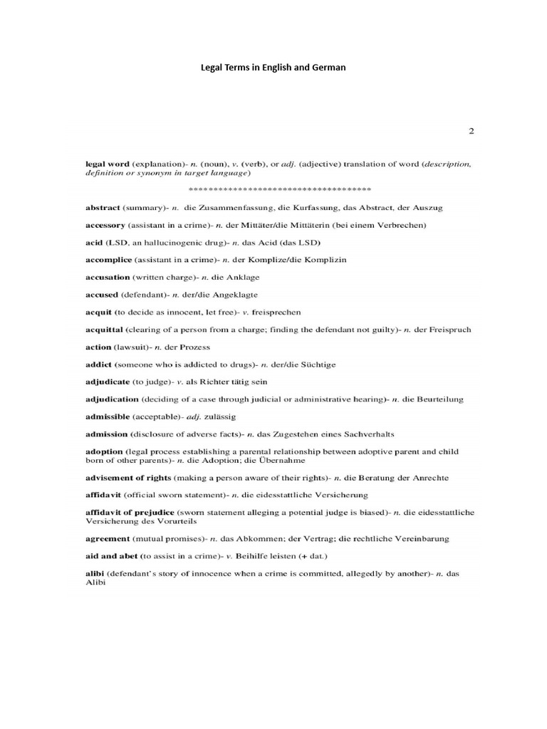 German Legal Vocabulary Guide | PDF