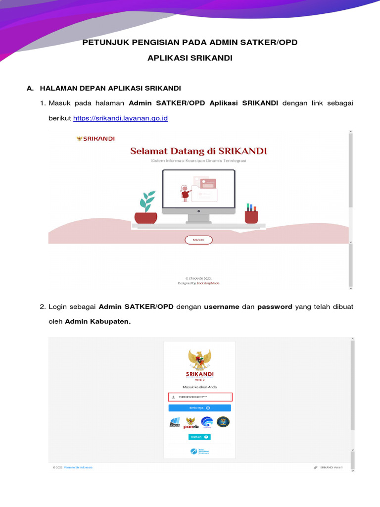 08 - Petunjuk Pengisian Pada Admin Opd - Srikandi | PDF