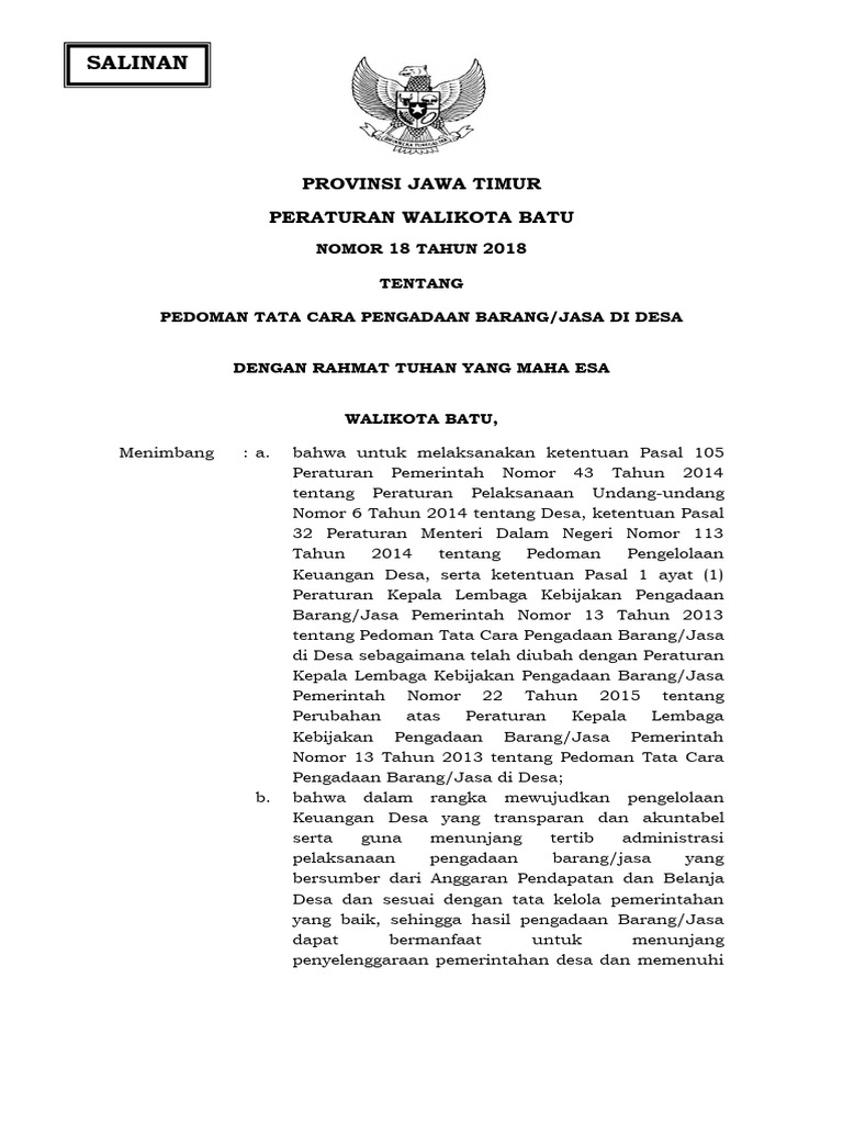 Perwali Barjas Desa Ok Fix | PDF