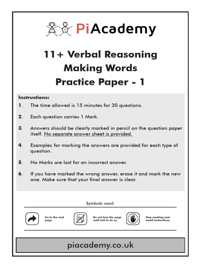 11 Plus Verbal Reasoning Paper 1 Making Words Ujh | PDF