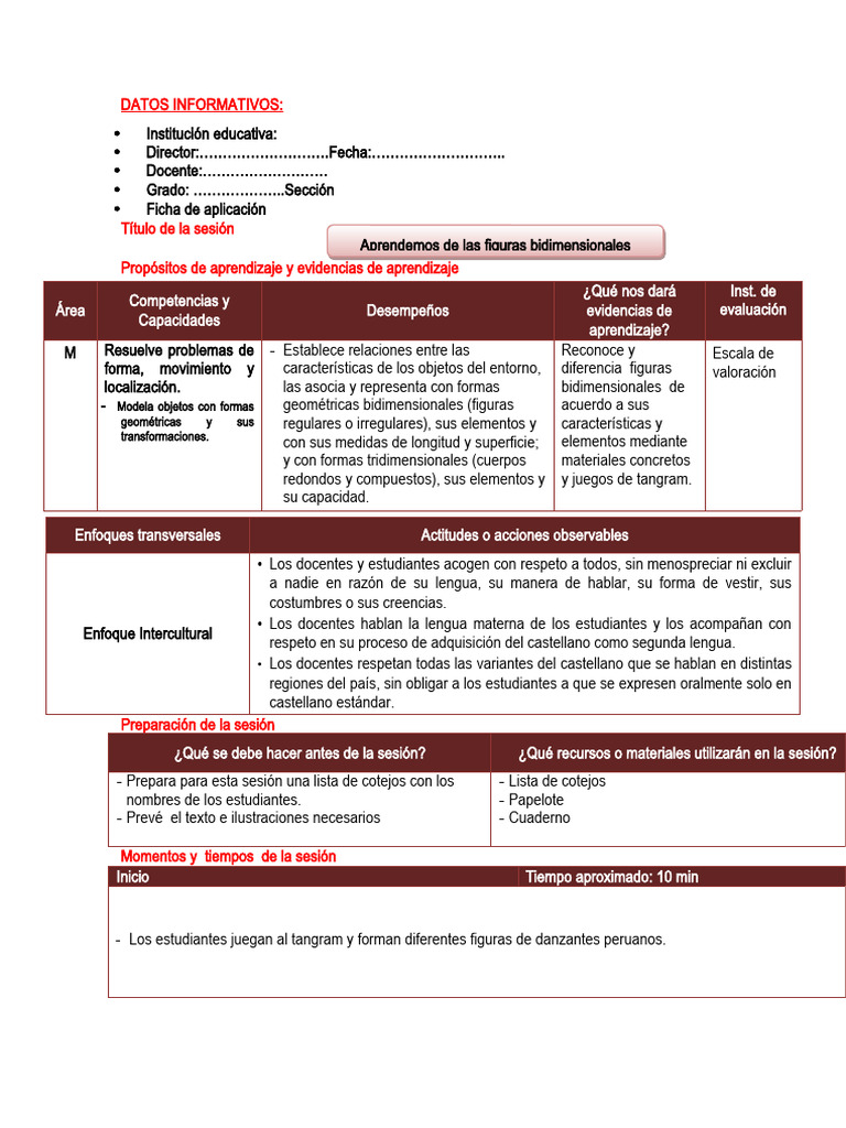 Aprendemos de Las Figuras Bidimensionales | PDF | Aprendizaje | Enseñando