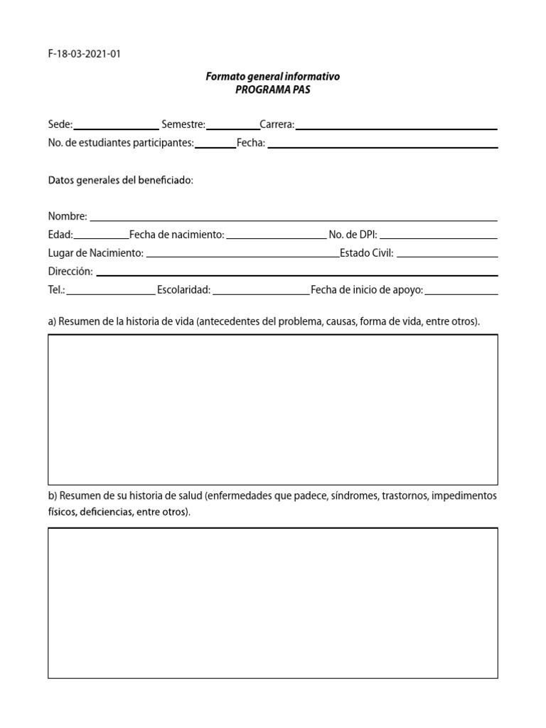 Formato-General-Informativo-Programa-PAS | PDF