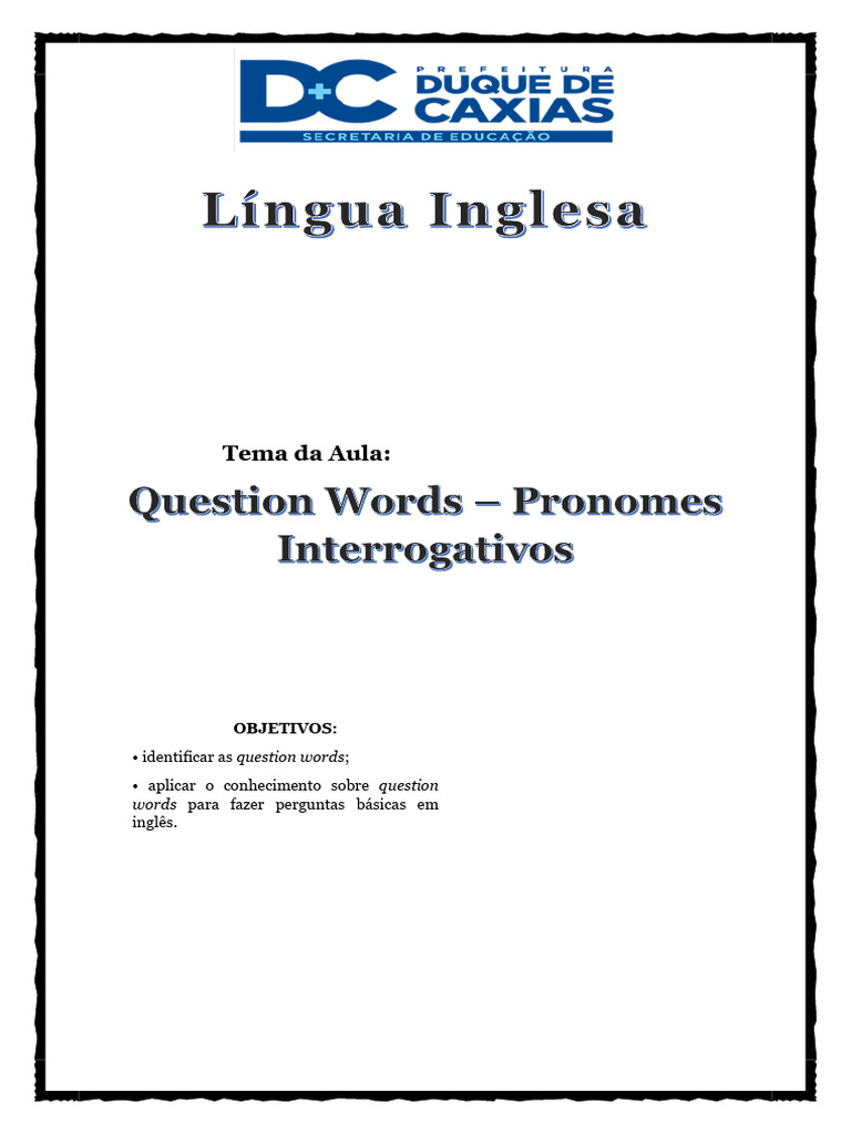 Question-Words - Pronomes Interrogativos | PDF | Pronome