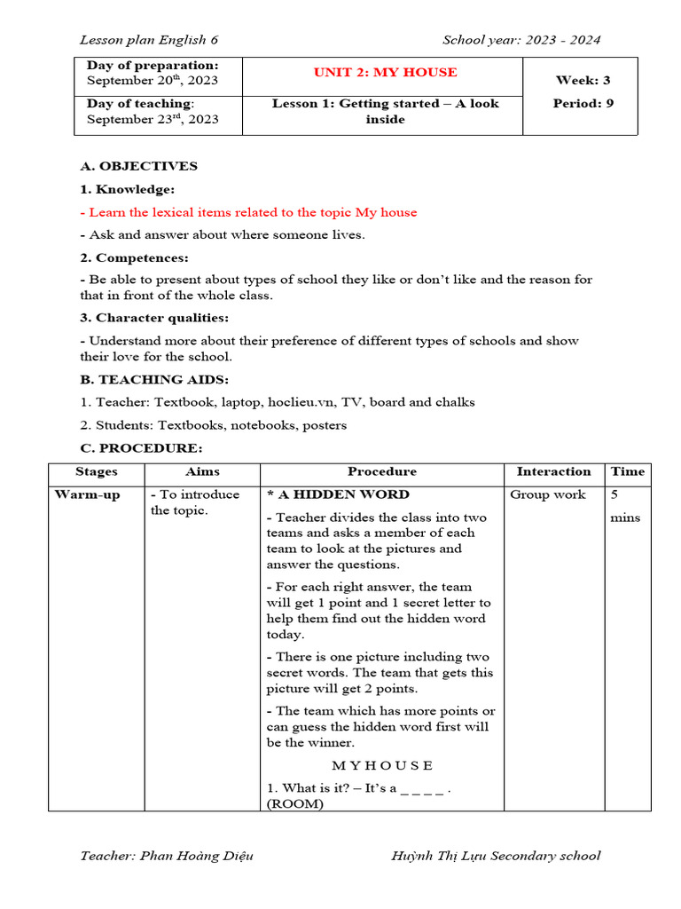 Period 9 Unit 2 Getting Started | PDF | Lesson Plan | Teachers