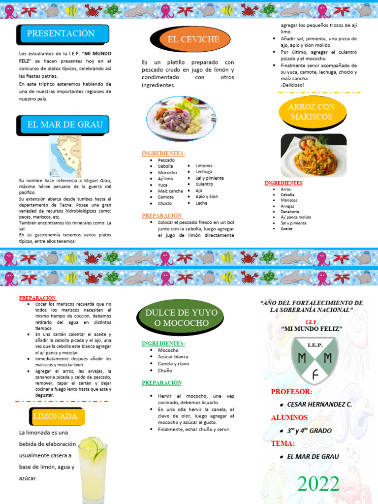 Triptico - Mar de Garau - Comidas | PDF