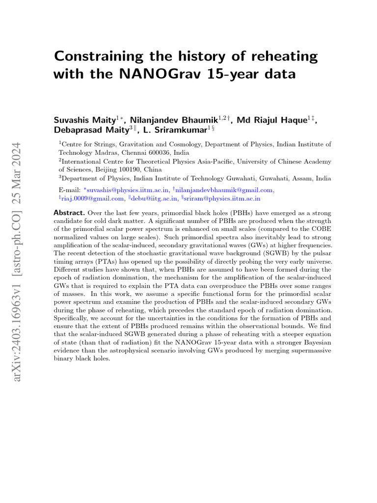 Constraining The History of Reheating | PDF | Inflation (Cosmology ...