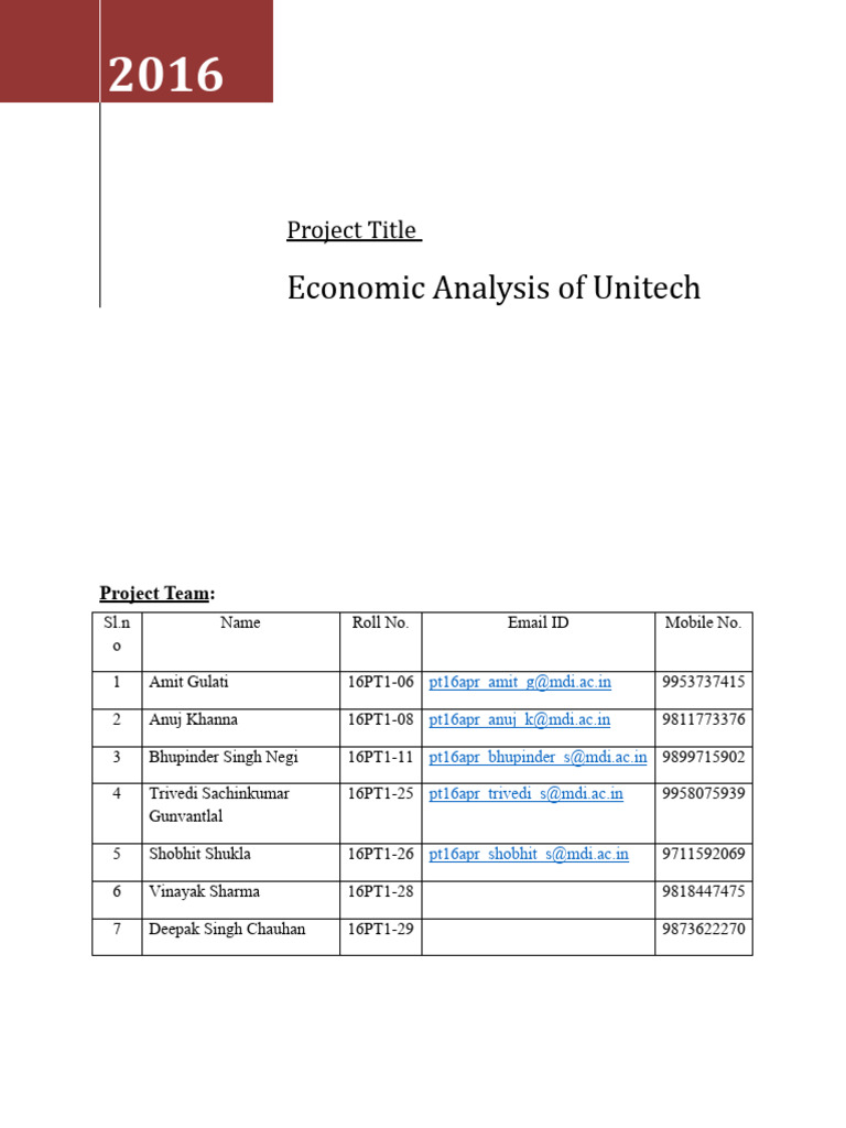 Unitech Economic Analysis | PDF | Economies | Business