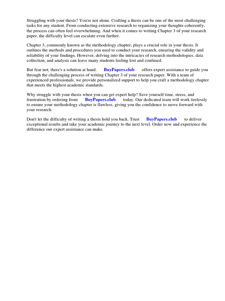 Sample Chapter 3 of Research Paper | PDF | Methodology | Survey Methodology