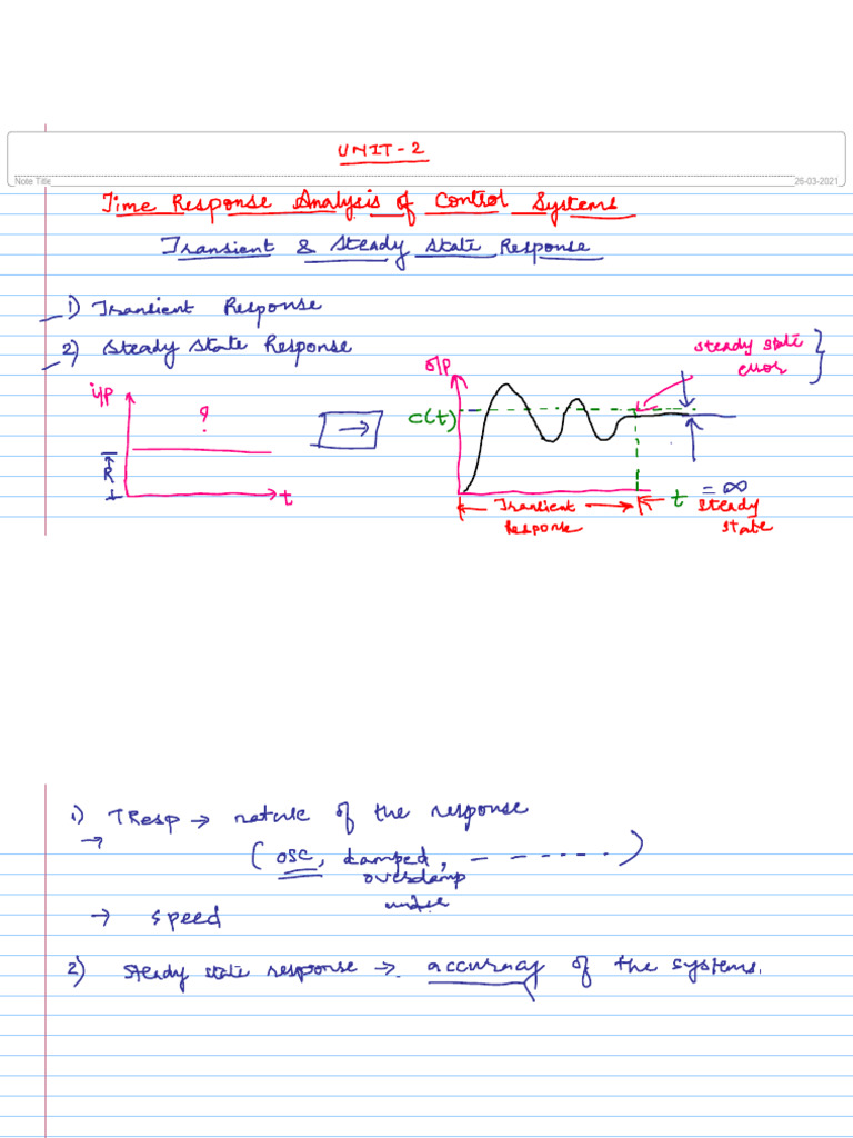 Unit - 2 Time Response Analysis | PDF