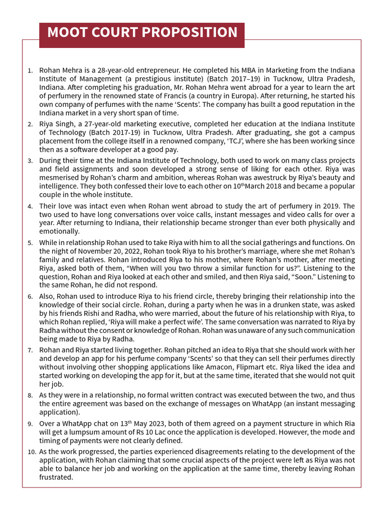 Moot Court Proposition IILM University Greater Noida Moot Court | PDF | Consent | Marriage