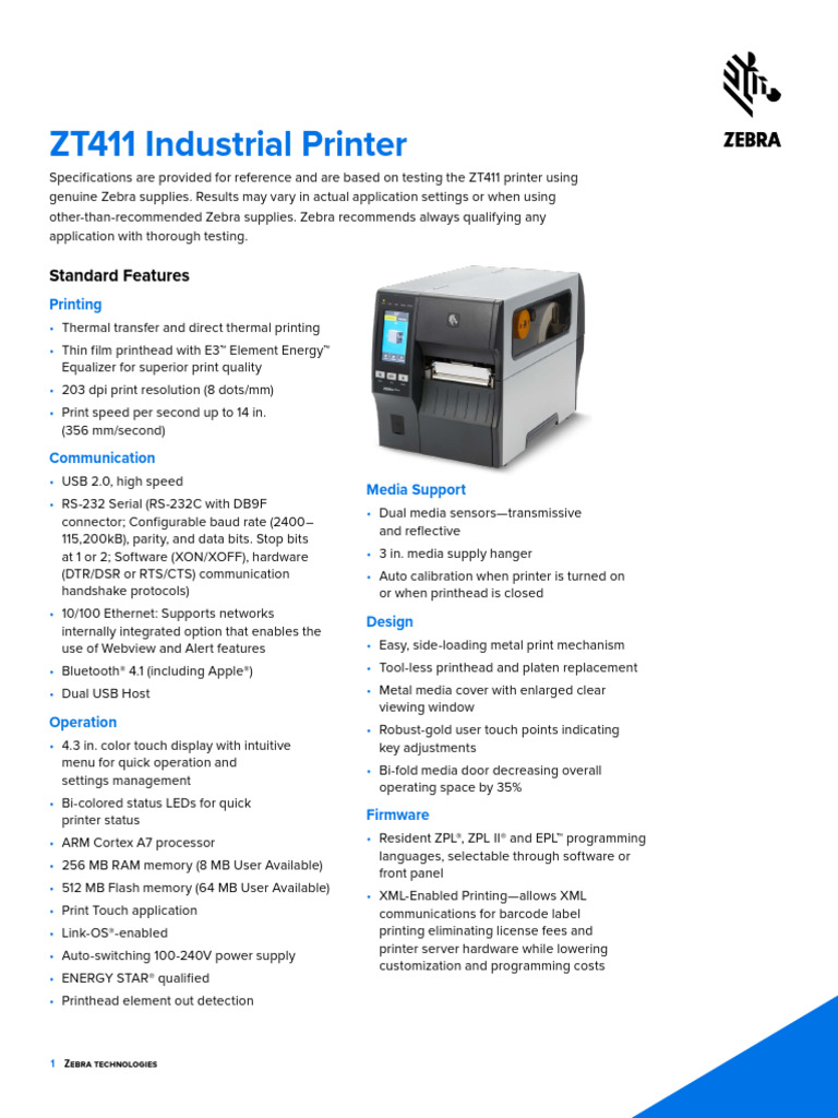 ZT 411 | PDF | Printer (Computing) | Computer Science