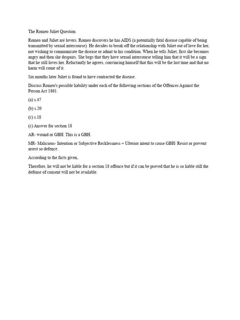 The Romeo Juliet Question | PDF | Criminology | Criminal Law