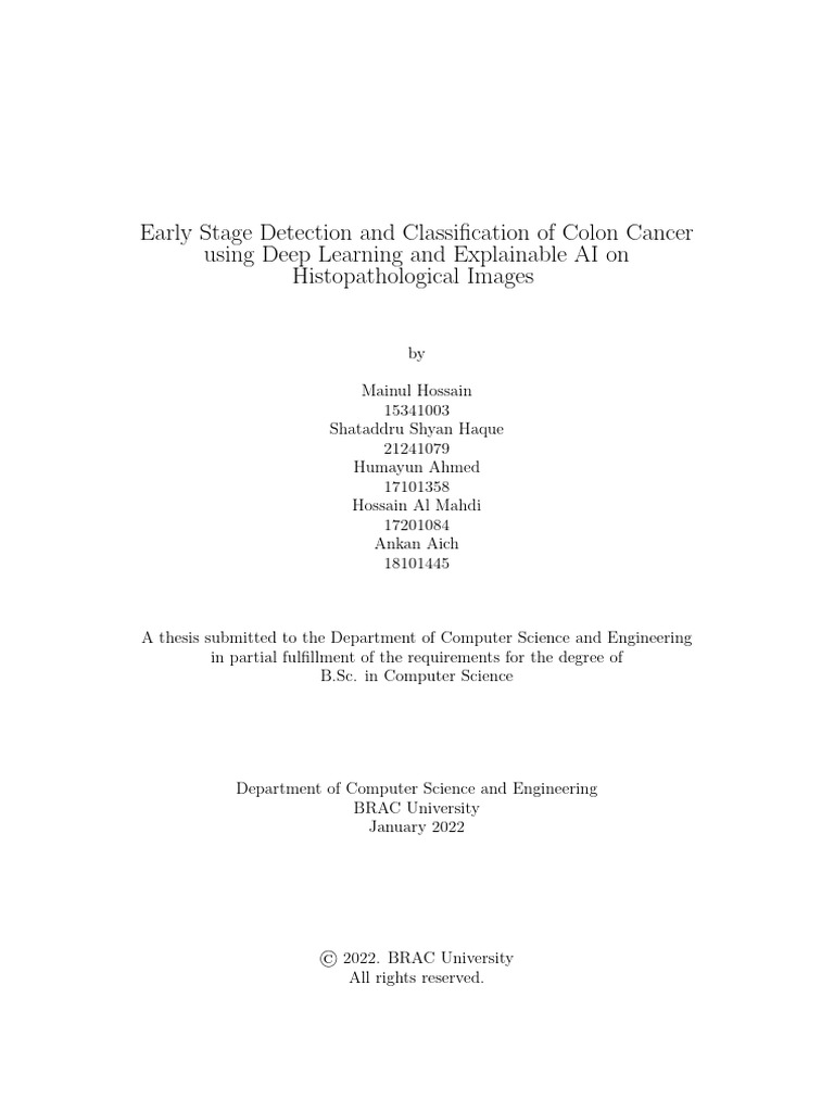 Deep Learning for Early Colon Cancer Detection | PDF