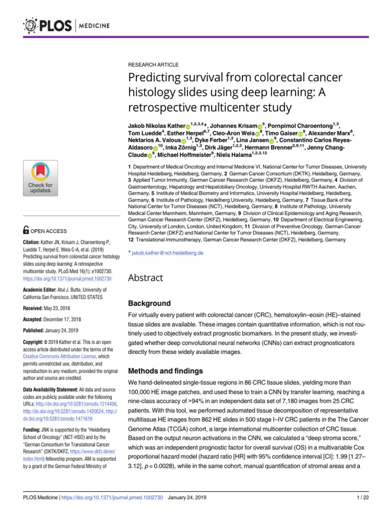 Prognosis CRC | PDF | Artificial Neural Network | Pathology
