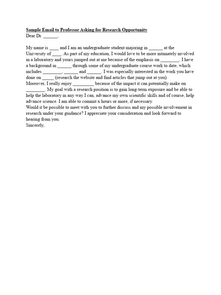 Email Template for Research Request | PDF | Career & Growth | Science ...