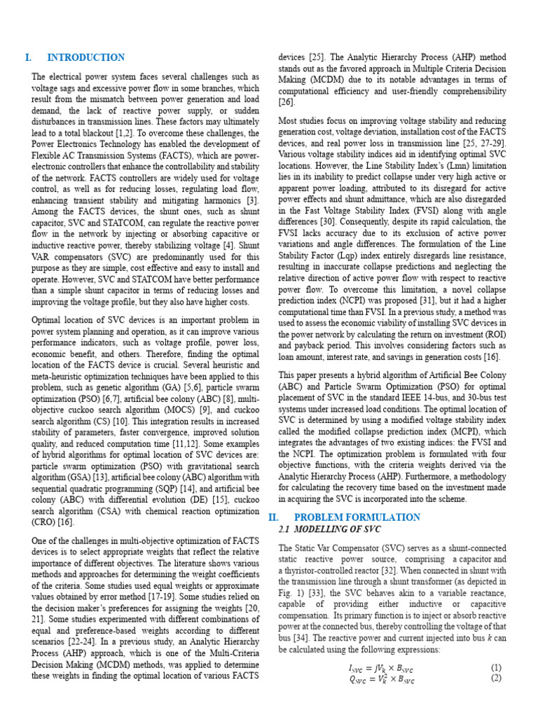 Optimal SVC Placement Using Hybrid Algorithms | PDF | Ac Power ...
