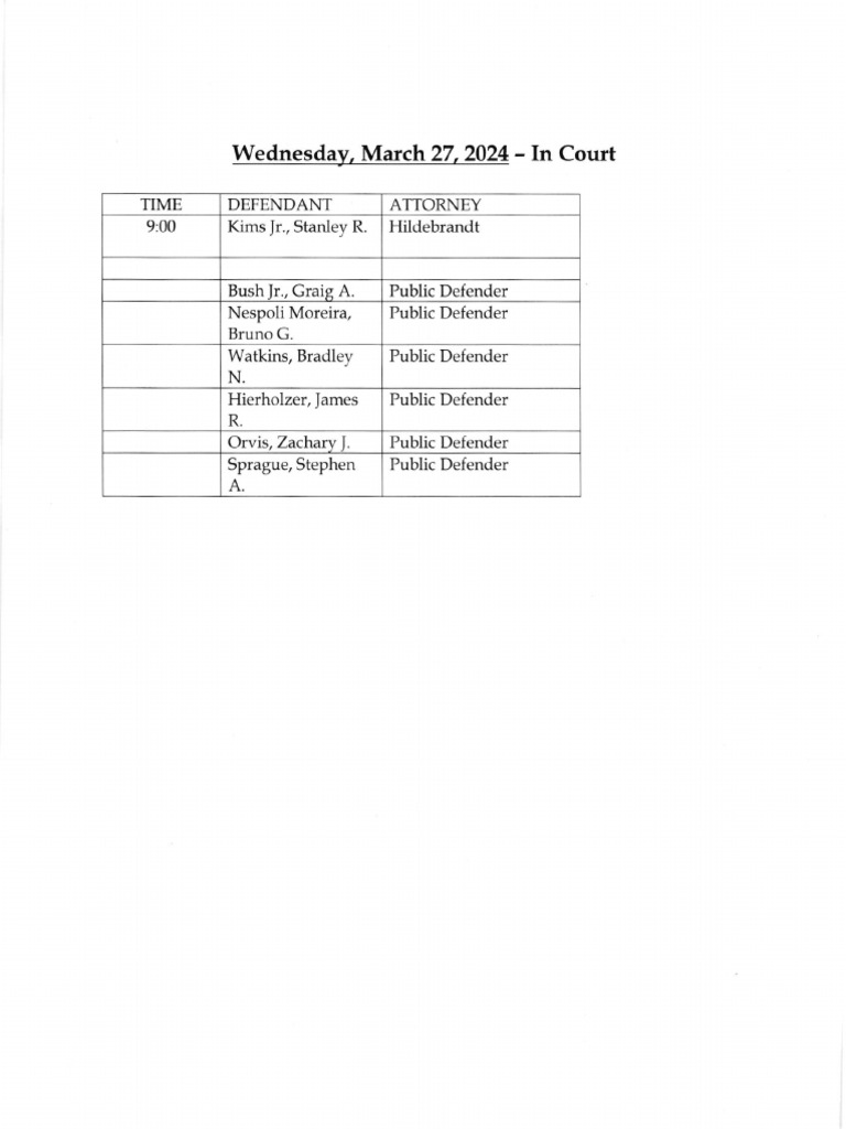 Court Schedule for March 27, 2024 | PDF | Law