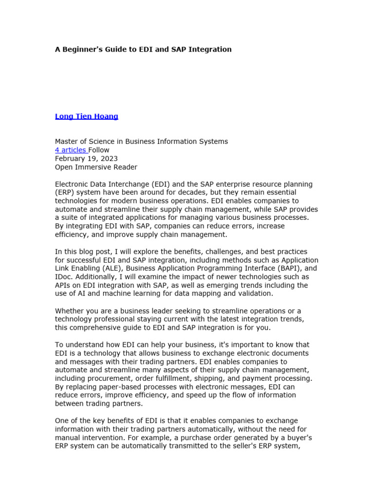 SAP EDI Integration idoc | PDF | Electronic Data Interchange | Computing