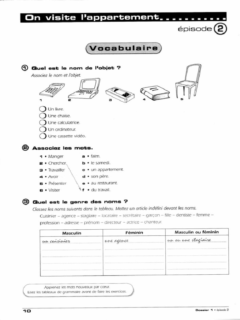 Reflets Methode de Francais 1 Cahier Dexercices 11 14 Episode 2 | PDF